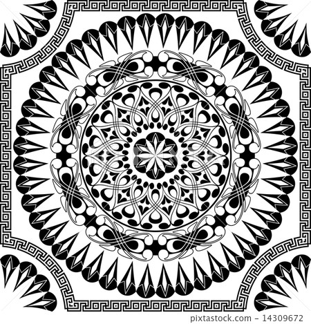 vector black pattern of spirals, swirls and chains - Stock Illustration ...