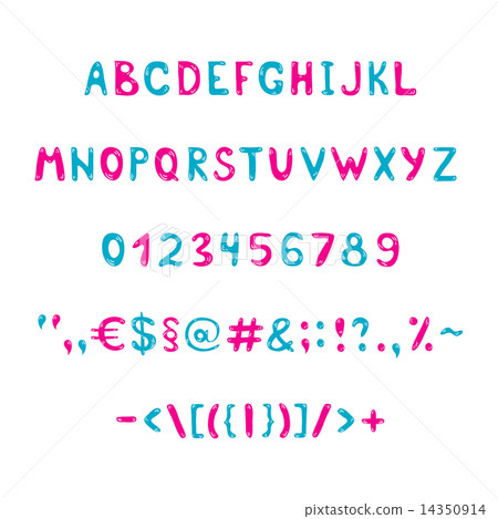 Blue and pink alphabet and figures - Stock Illustration [14350914] - PIXTA