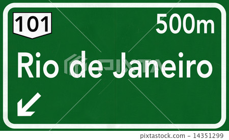 Rio De Janeiro Brazil Highway Road Sign - Stock Illustration [14351299 ...