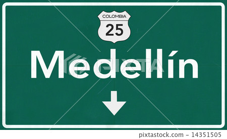Medellin Colombia Highway Road Sign - Stock Illustration [14351505] - PIXTA