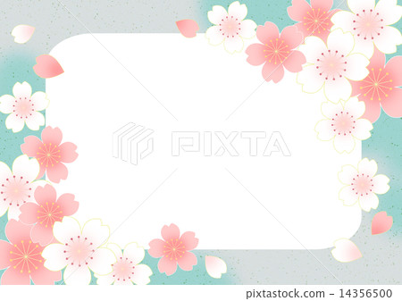 Cherry blossom frame light blue - Stock Illustration [14356500] - PIXTA