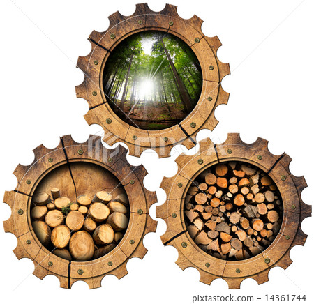 Lumber Industry - Wooden Gears - Stock Illustration [14361744] - PIXTA