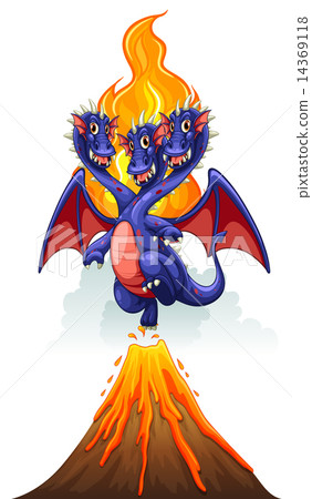 Dragons and volcano - Stock Illustration [14369118] - PIXTA