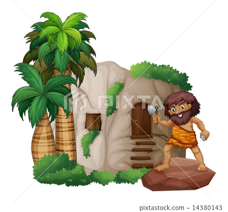 Caveman and house - Stock Illustration [14380143] - PIXTA
