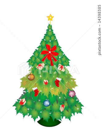 Christmas Tree of Green Maple Leaves - Stock Illustration [14398385 ...