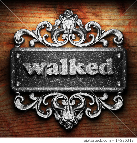 walked word of iron on wooden background - Stock Illustration [14550312 ...