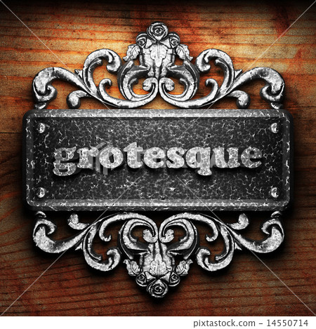 grotesque word of iron on wooden background - Stock Illustration ...