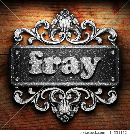 fray word of iron on wooden background - Stock Illustration [14551152 ...