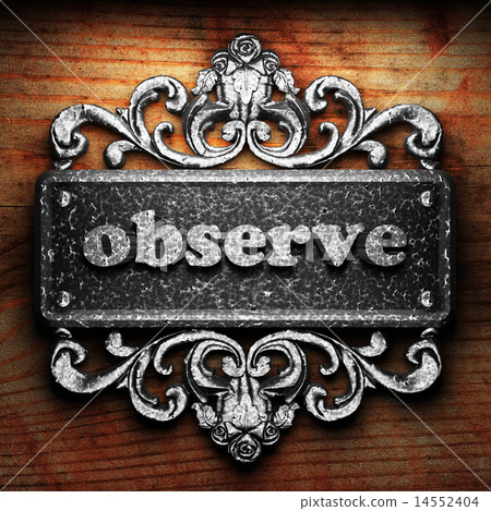 observe word of iron on wooden background - Stock Illustration ...