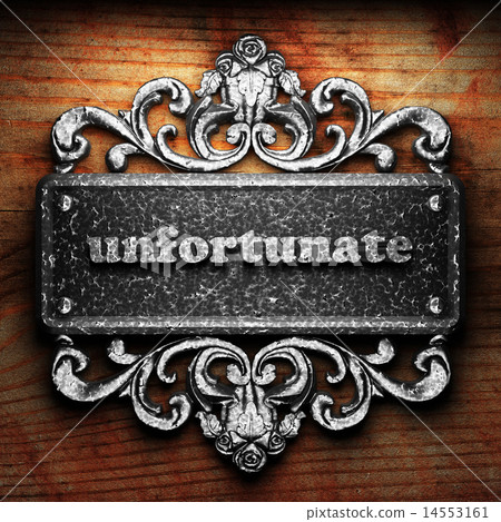 unfortunate word of iron on wooden background - Stock Illustration ...