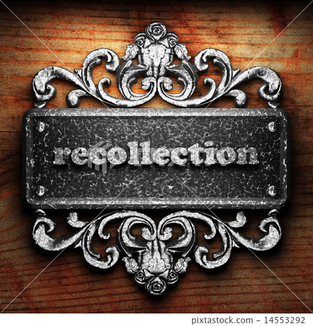 recollection word of iron on wooden background - Stock Illustration ...