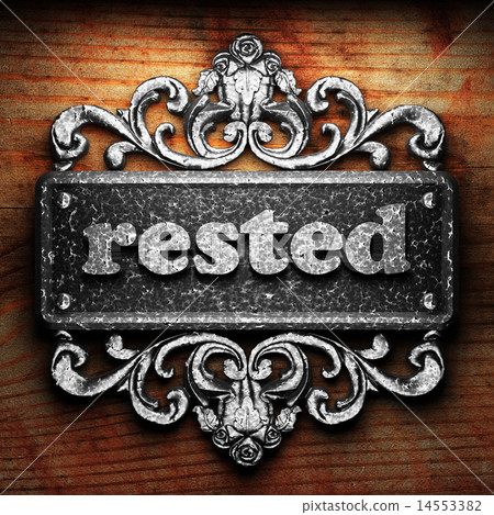 rested word of iron on wooden background - Stock Illustration [14553382 ...