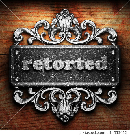 retorted word of iron on wooden background - Stock Illustration ...