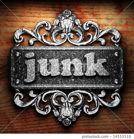 junk word of iron on wooden background - Stock Illustration [14553518 ...