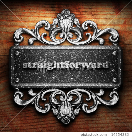 straightforward word of iron on wooden background - Stock Illustration ...
