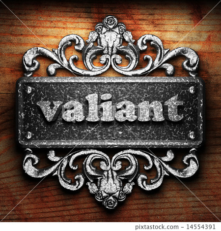 valiant word of iron on wooden background - Stock Illustration ...
