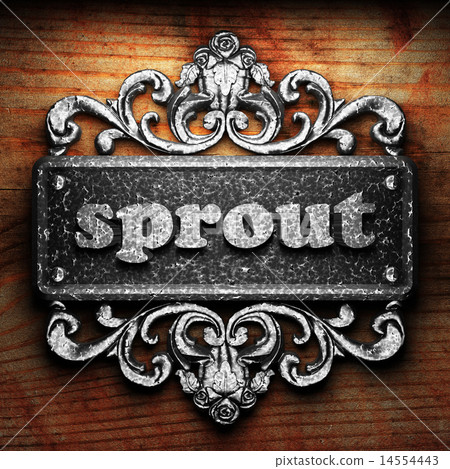 sprout word of iron on wooden background - Stock Illustration [14554443 ...