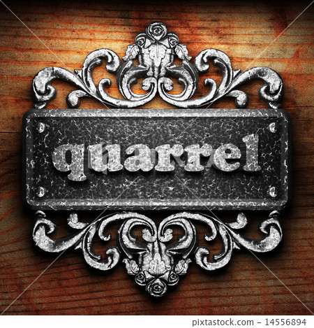 quarrel word of iron on wooden background - Stock Illustration ...