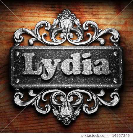 Lydia word of iron on wooden background - Stock Illustration [14557245 ...