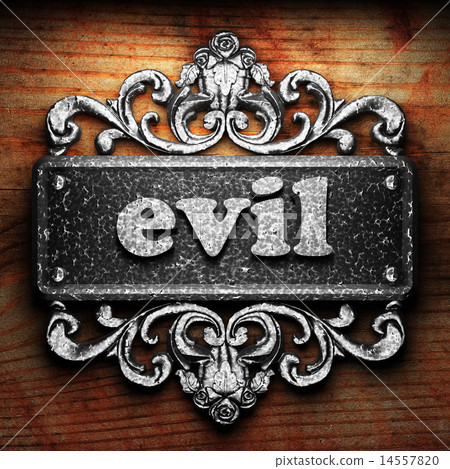evil word of iron on wooden background - Stock Illustration [14557820 ...