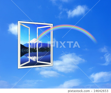 Scenery of Mt. Fuji seen from the window - Stock Illustration [14642653 ...
