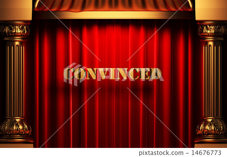convinced golden word on red curtain - Stock Illustration [14676773 ...