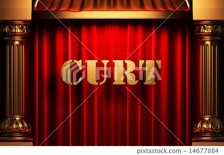 curt golden word on red curtain - Stock Illustration [14677884] - PIXTA