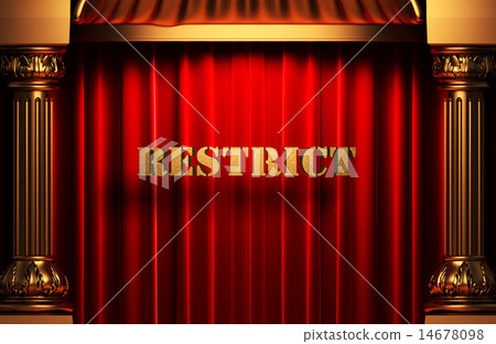restrict golden word on red curtain - Stock Illustration [14678098] - PIXTA