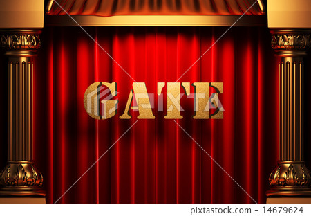 gate golden word on red curtain - Stock Illustration [14679624] - PIXTA