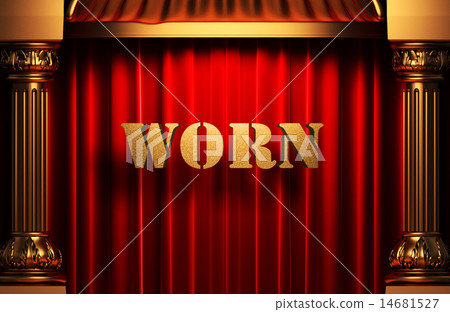 worn golden word on red curtain - Stock Illustration [14681527] - PIXTA