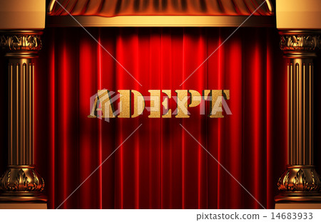 adept golden word on red curtain - Stock Illustration [14683933] - PIXTA