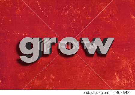 grow word on red wall-插圖素材 [14686422] - PIXTA圖庫