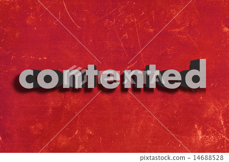 contented word on red wall - Stock Illustration [14688528] - PIXTA
