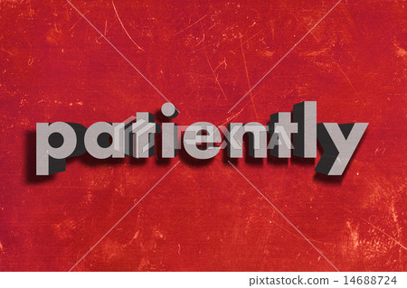 patiently word on red wall - Stock Illustration [14688724] - PIXTA