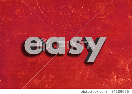 easy word on red wall-插圖素材 [14689626] - PIXTA圖庫