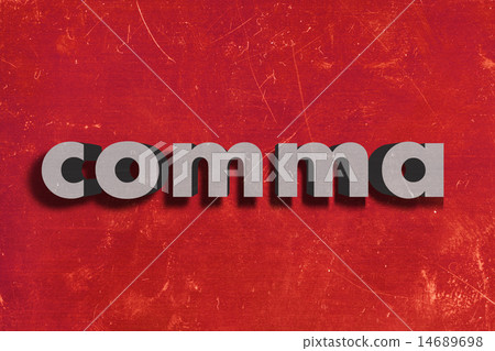 comma word on red wall - Stock Illustration [14689698] - PIXTA