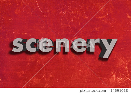 scenery word on red wall-插圖素材 [14691018] - PIXTA圖庫