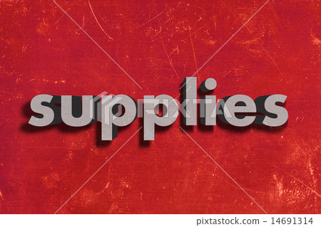 supplies word on red wall - Stock Illustration [14691314] - PIXTA