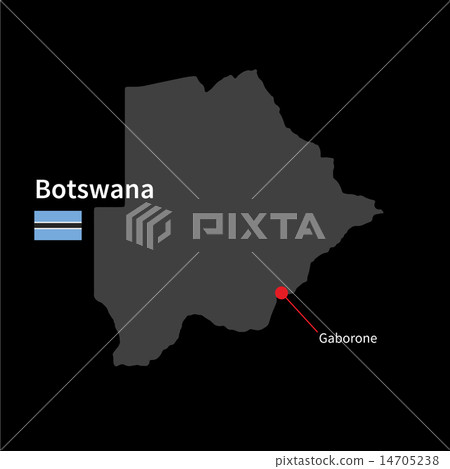 Detailed map of Botswana and capital city... - Stock Illustration ...