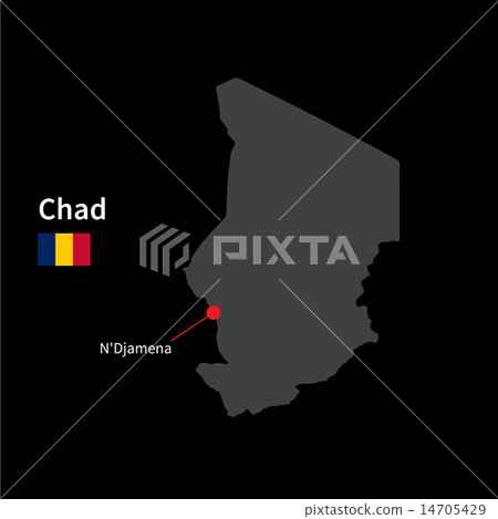 Detailed map of Chad and capital city N'Djamena... - Stock Illustration ...
