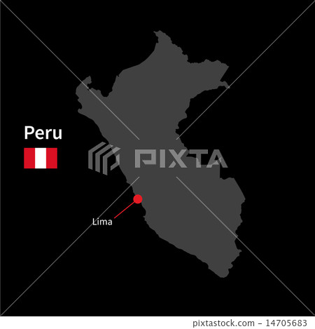 Detailed map of Peru and capital city Lima with... - Stock Illustration ...