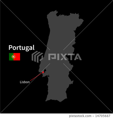 Detailed map of Portugal and capital city... - Stock Illustration ...