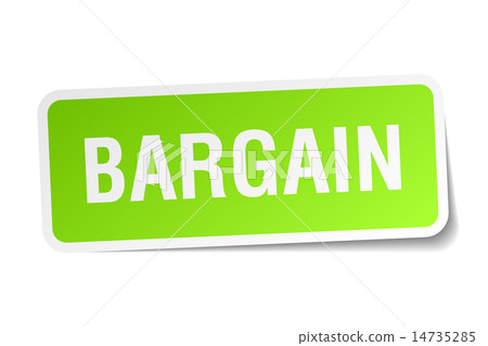 bargain green square sticker on white background - Stock Illustration ...