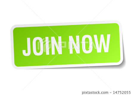 join now green square sticker on white background - Stock Illustration ...