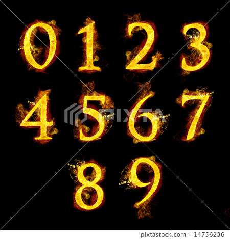 Set of Numbers in Flames - Stock Illustration [14756236] - PIXTA
