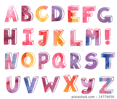 vector colorful watercolor hand drawn alphabet - Stock Illustration ...