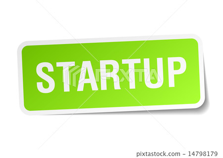 startup green square sticker on white background - Stock Illustration ...