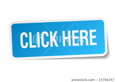 click here blue square sticker isolated on white - Stock Illustration ...