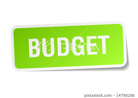 budget green square sticker on white background - Stock Illustration ...