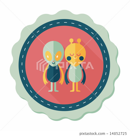 Space alien friendship flat icon with long... - Stock Illustration ...
